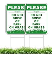 Amazon.com : Please Do Not Drive Or Park On Grass Sign, 2Pack Keep Off ...
