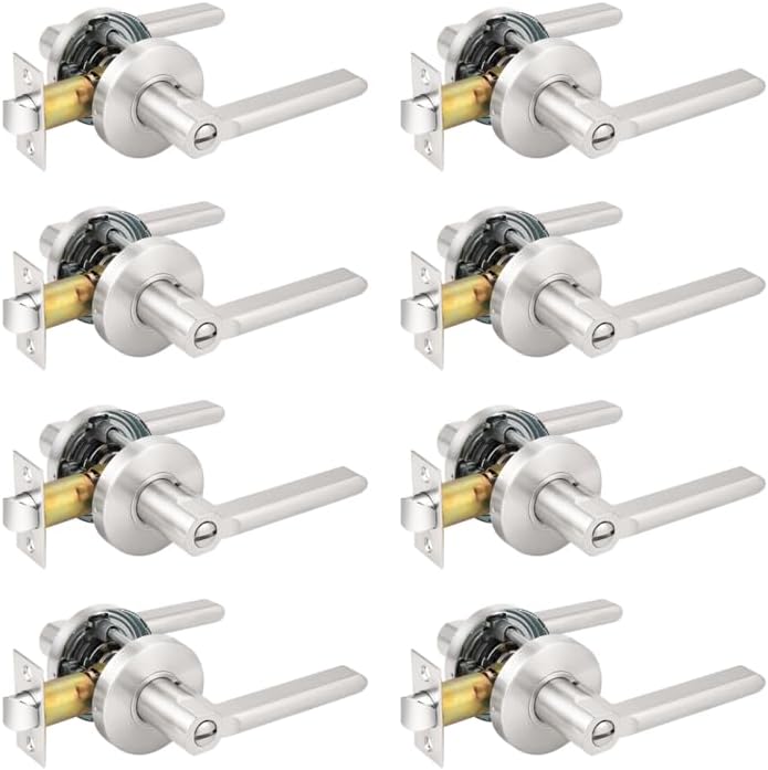 Probrico Interior Brushed Nickel Door Handle, Slim Handed Privacy Door ...