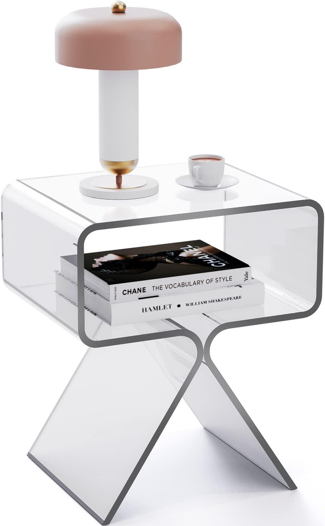 Amazon.com: solaround Clear Acrylic End Table 2-Tier Bedside nightstand ...