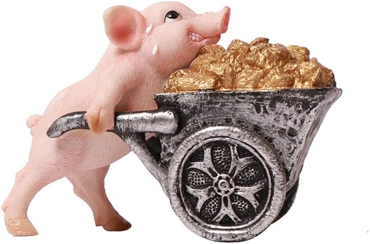 Funny Piggy Resin Art Ornaments Hard-Working Pig Figurines Craft ...