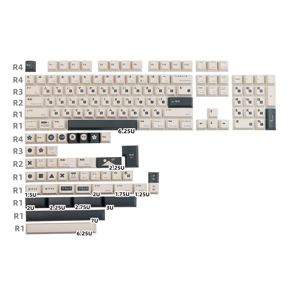 Buy Black White Japanese PBT Keycap Cherry Profile DYE Sublimation ...