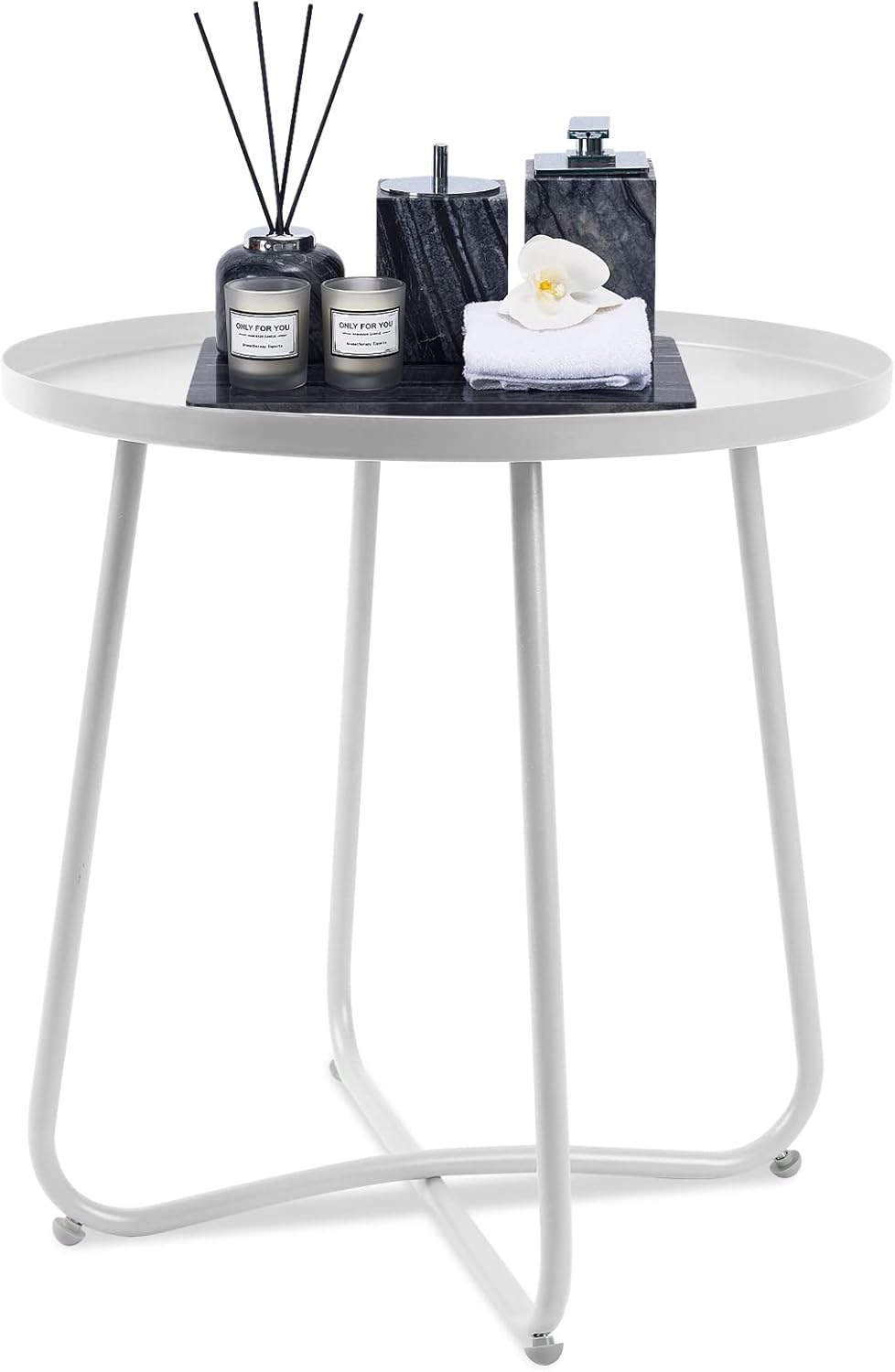 Amazon.com: NO MORE TAG Patio Side Table - White Outdoor Side Table ...