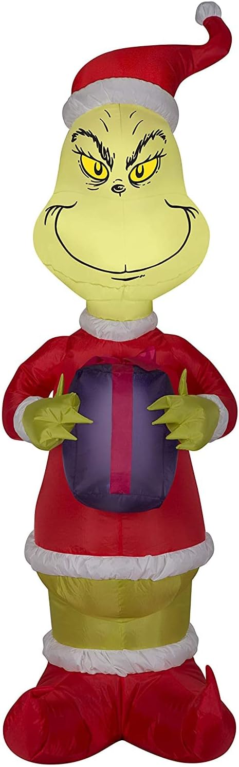 Amazon.com: Gemmy Christmas Airblown Inflatable Grinch w/Max Scene Dr ...