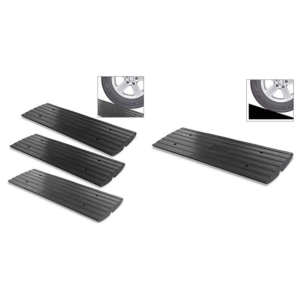 Amazon.com: Pyle Car Driveway Adjustable Curb Ramps - 3 Pack Heavy Duty ...