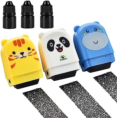 Amazon.com : 3 Pack Identity Theft Protection Roller Stamps Wide Kit ...