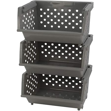 Amazon.com: Qskely 3-Pack Plastic Stackable Organizer Basket, Stacking ...