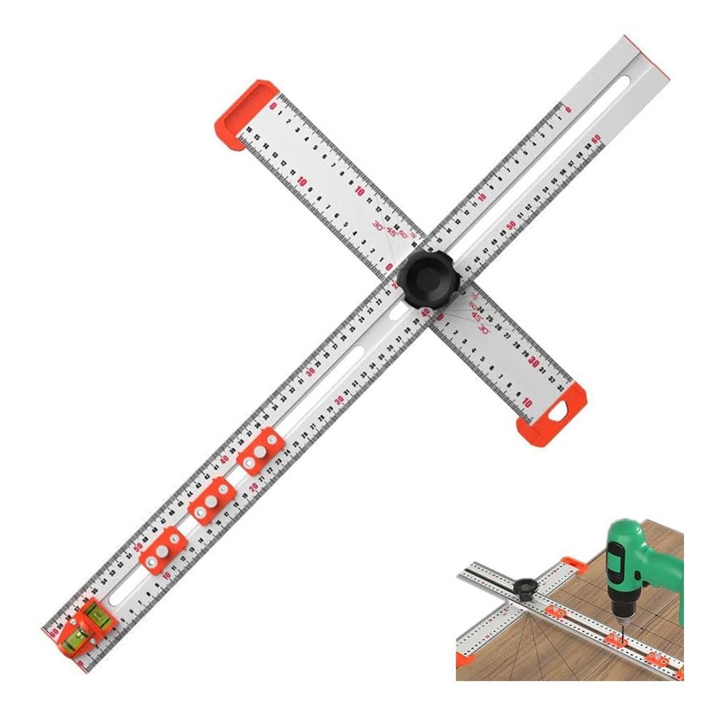 2-in-1 Drilling Positioning Rulers, 60cm T Square Ruler Woodworking ...