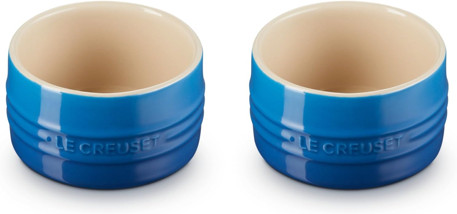 Amazon.com: Le Creuset Stoneware Round Ramekin Straight Wall Set of 2, 7oz. Each, Marseille ...