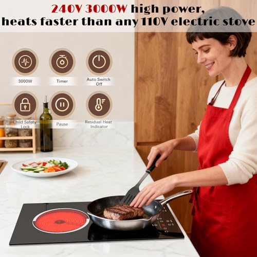 Karinear 2 Burner Electric Cooktop, 12 Inch Ceramic Glass Stove Top ...