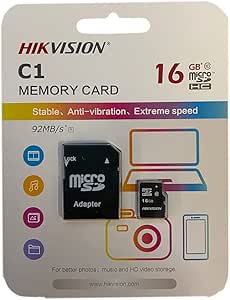 HIKVISION M-SD 16G Micro SDHC Memory Card C1 Series with 92MB/s 10MB/s ...