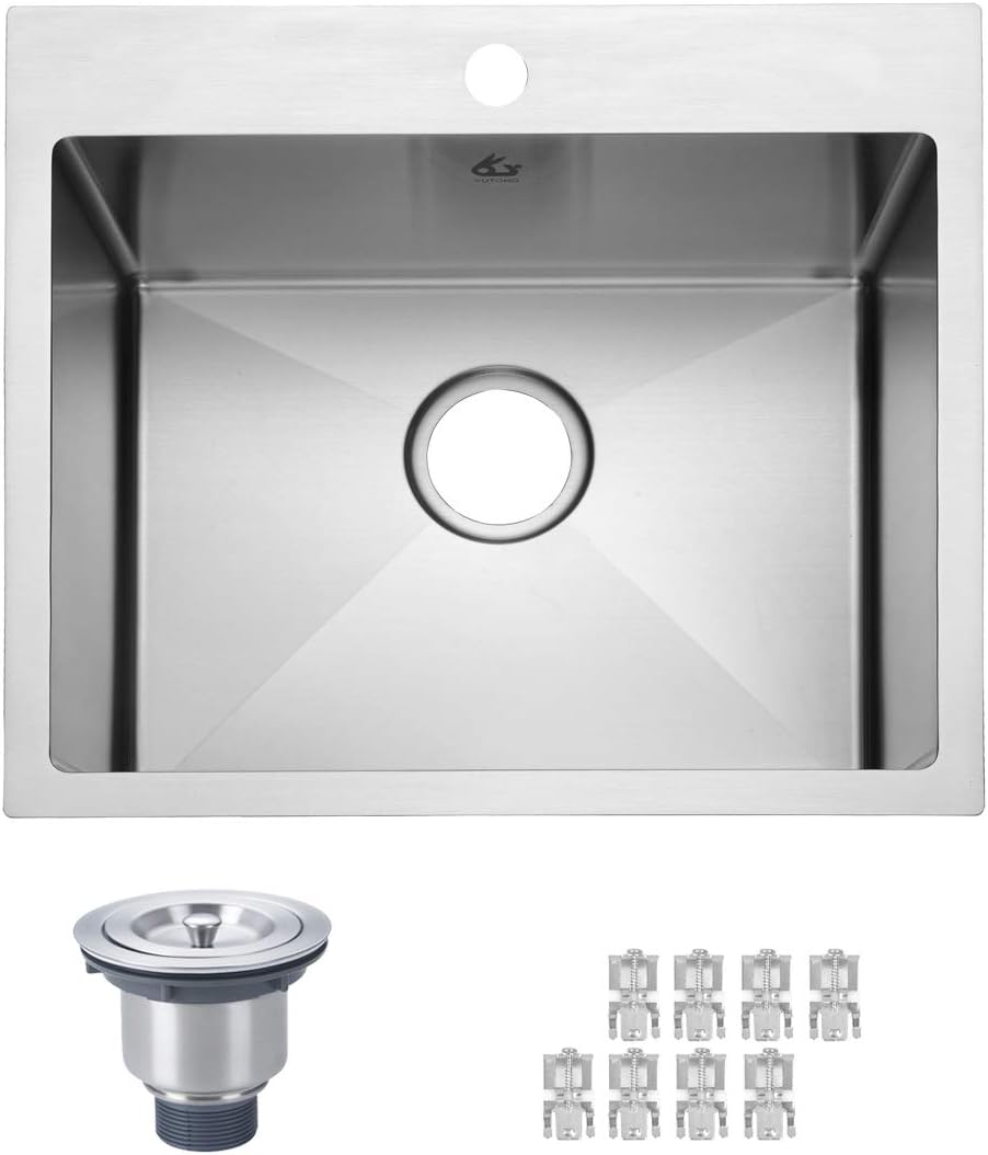 Yutong 20" x 20" Top-Mount/Drop in Stainless Steel Single Bowl Kitchen ...