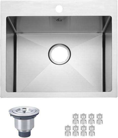 Yutong 20" x 20" Top-Mount/Drop in Stainless Steel Single Bowl Kitchen ...