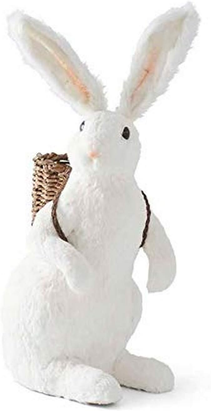K&K Interiors 34 Inch White Standing Sisal Rabbit with Basket On Back ...