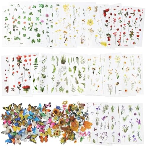 Amazon.com: 670 PCS Pressed Flower Stickers for Scrapbook Supplies ...