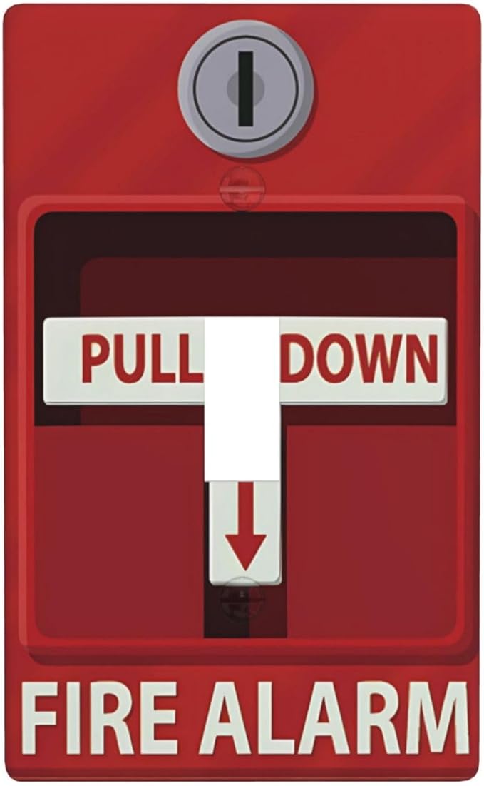 Fire Alarm Cool Funny Light Switch Cover Decorative Single Toggle 1 ...