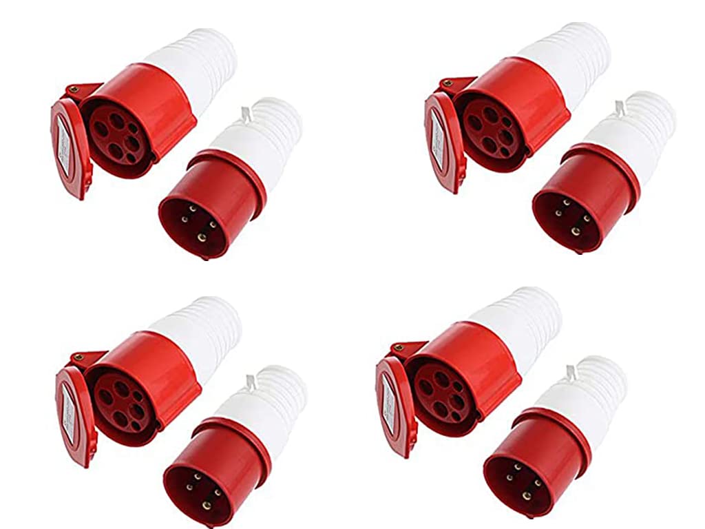 16A/4Pin Industrial Single Phase Plug Socket Coupler Set 220-250V by ...