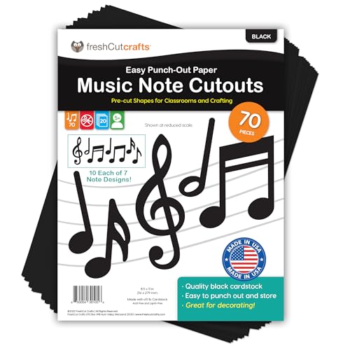 70 pcs Black Music Notes Cutouts Musical Party Decorations in 7 Designs ...