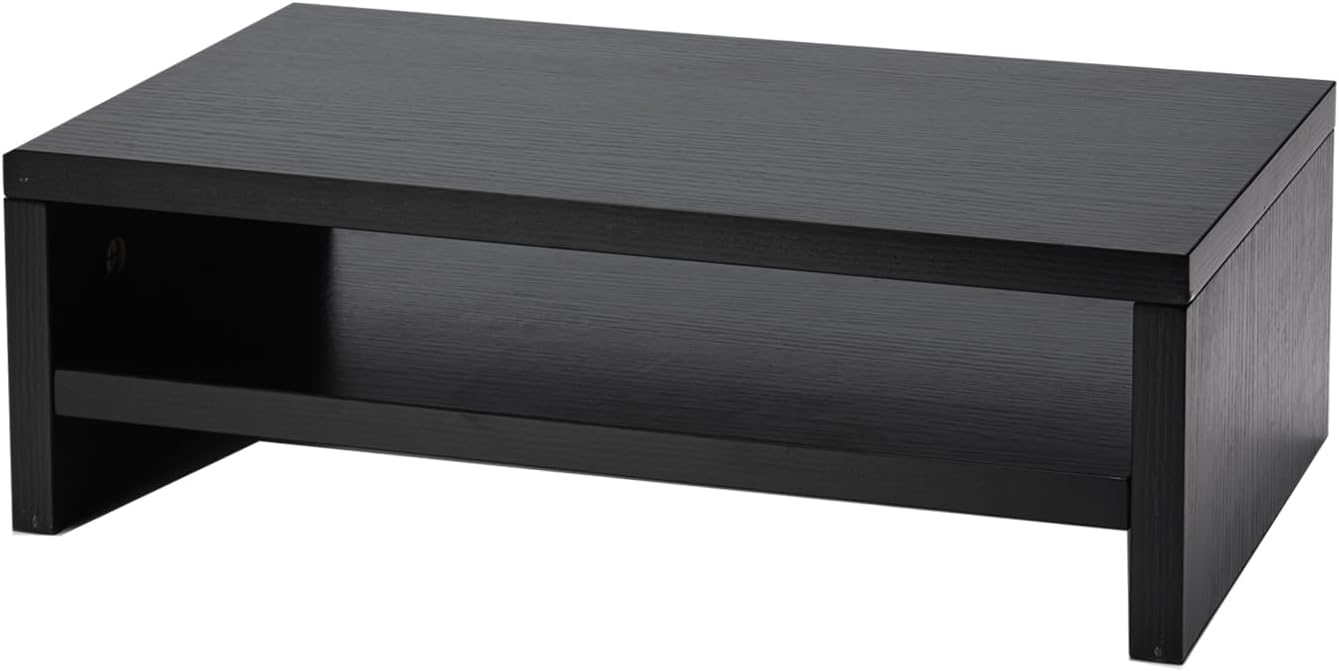 Amazon.com: HAZCOVE 2 Tier Black Monitor Stand, Wooden Monitor Riser ...