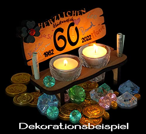 DARO Design - Schnapsbank Jahreszahl 60 Jahre Holz 2 Schnapsgläser 2 ...