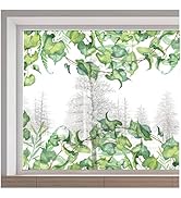 GORGECRAFT 116x38cm Tropical Plant Leaves Window Decals Large Green ...