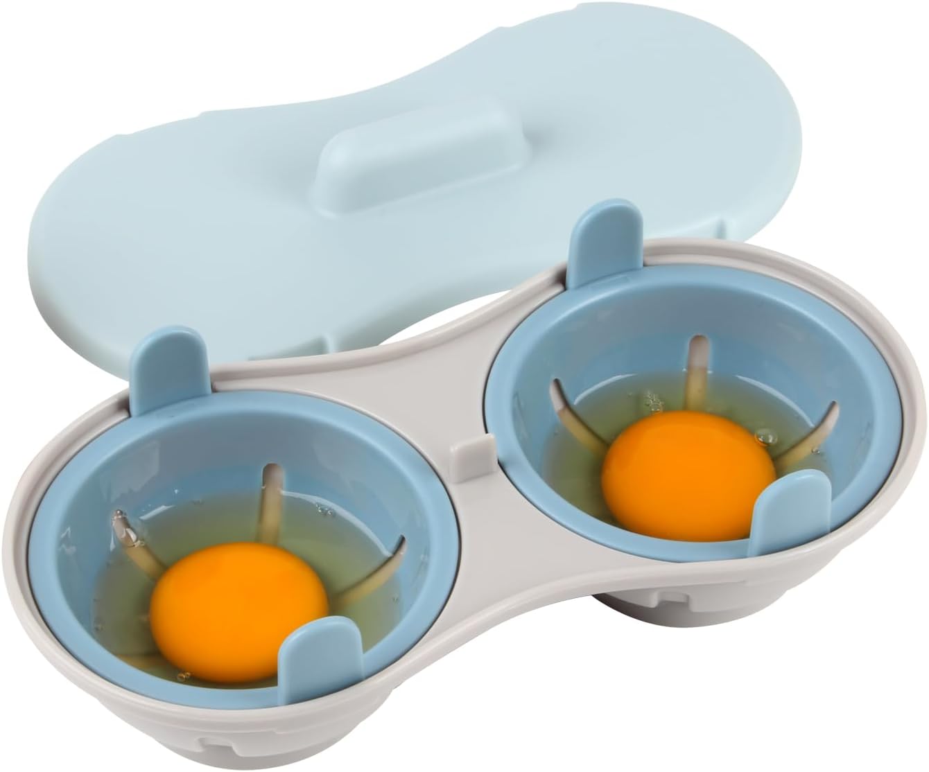 Kcgani Microwavable Egg Poacher, 2 Cavity Steam Cooker With Lid, Double ...