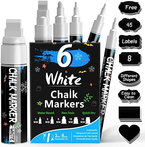 APOGO White Chalk Pens, Liquid Chalk Pens for Blackboards, Signs ...