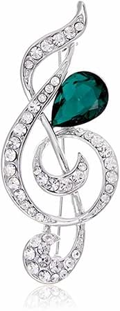 Amazon.com: Musical Note Shape Brooch with Green Crystal Brooch Pin ...