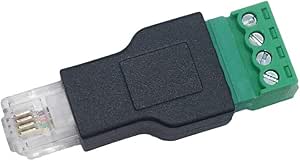 Terminal Adaptor Ethernet Connector RJ11 4P 4C Male to 4 Pin Screw Terminal Connector Screw Type ...