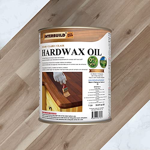 Interbuild Hardwax Oil - 33.82 oz Clear 100% VOC Free Food Safe Wood ...