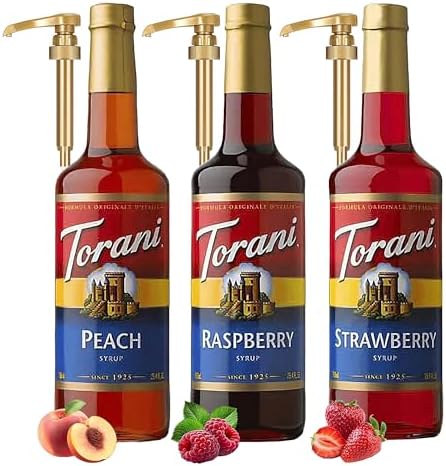 Amazon.com : Torani Raspberry, Strawberry, Peach Syrup - Fruit Flavors ...
