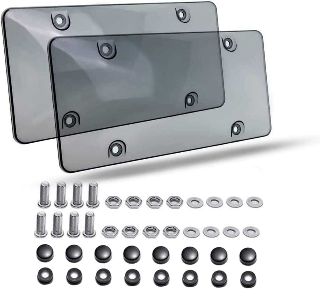 Car License Plate Frame, 2PCS Tinted Watarproof Front and Rear License ...