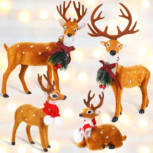 Amazon.com: Wesiti 4 Pcs Reindeer Christmas Decorations Large Figurine ...