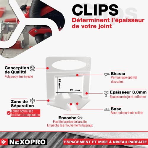 NEXOPRO Tile Leveling Kit – 300 x 3mm Tile Spacers – Self Leveling ...