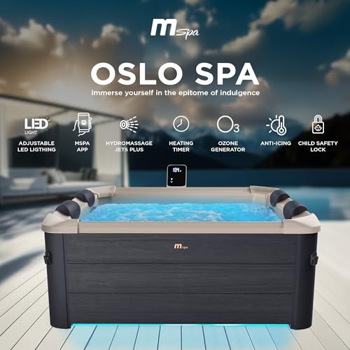 M Spa Oslo 6 Person Squared Hot Tub WiFi MSpa App Controlled Relaxing ...