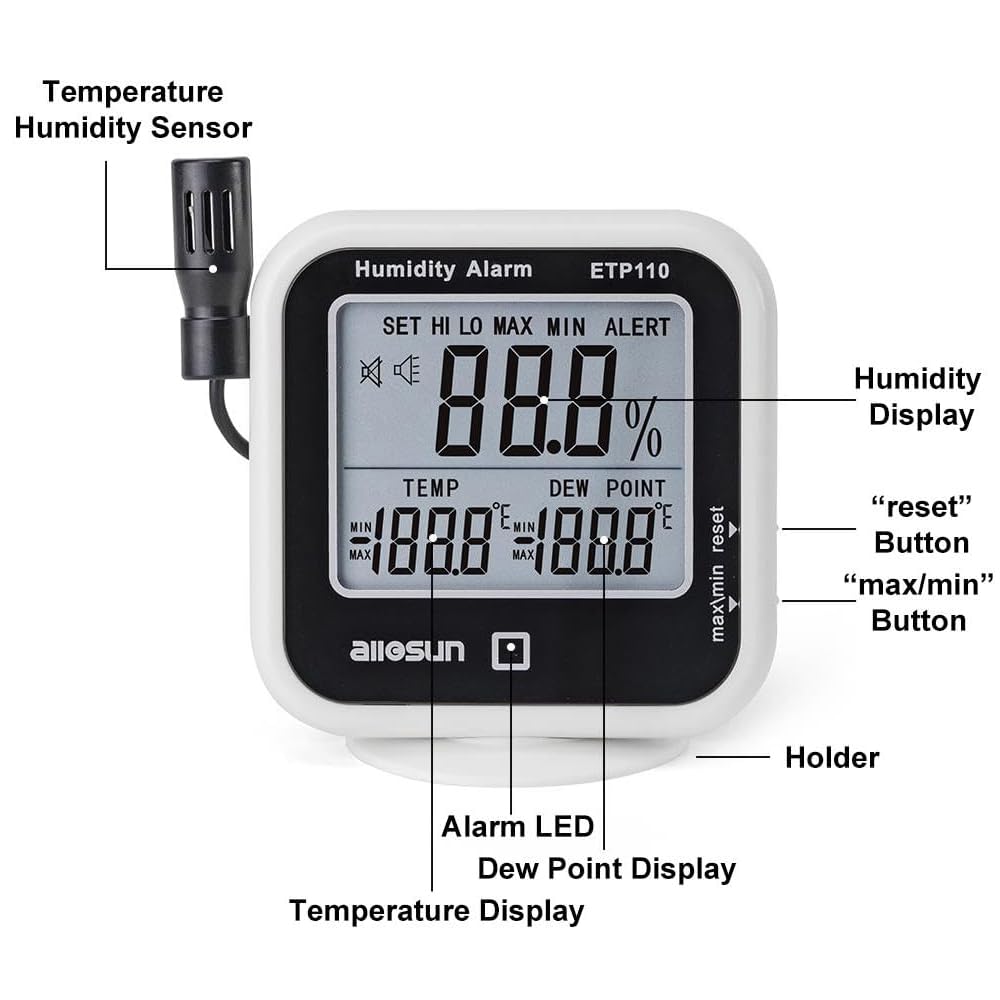 Snapklik.com : ALLOSUN Digital Thermometer Hygrometer Indoor Humidity ...