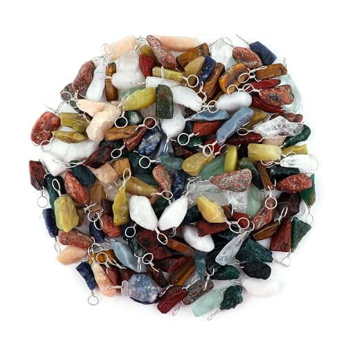 Amazon.com: JOR (Pack of 10) Mix Gemstone Crystals Pendant Necklace ...
