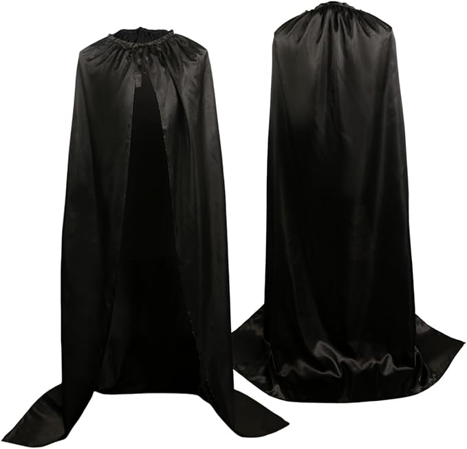 galeeup Black Cape Men Hooded Hero Robe Adult Cosplay Knight Cape Cape ...