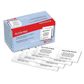 GIMA Alcomed Tampons Alcool Isopropylique 70%, Boîte 100 Pads
