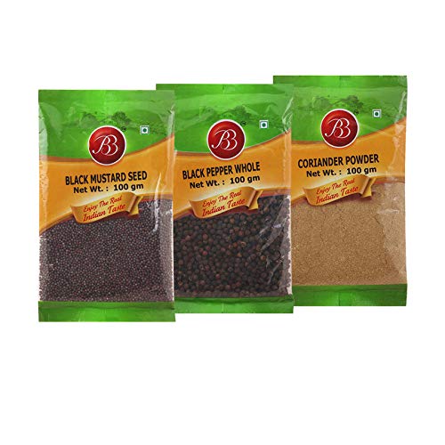 BHARAT BAZAAR Black Mustard Seed Black Pepper Whole Coriander Powder ...