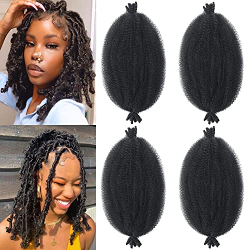 4 Packs Marley Twist Braiding Hair 1B, 8 Inch Afro Twist Hair Pre ...