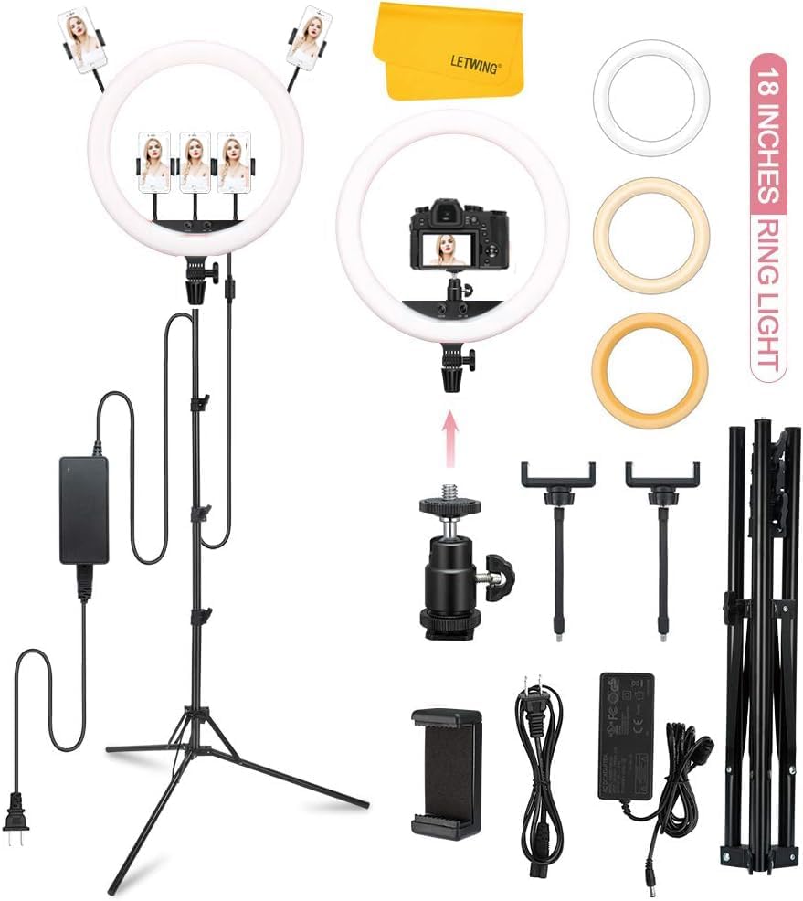 Ring Light 18 Inch 42W LED Ringlight Kit with Tripod Stand with Phone ...
