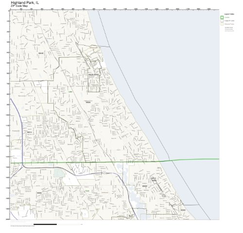 ZIP Code Wall Map of Highland Park, IL ZIP Code Map Not Laminated ...