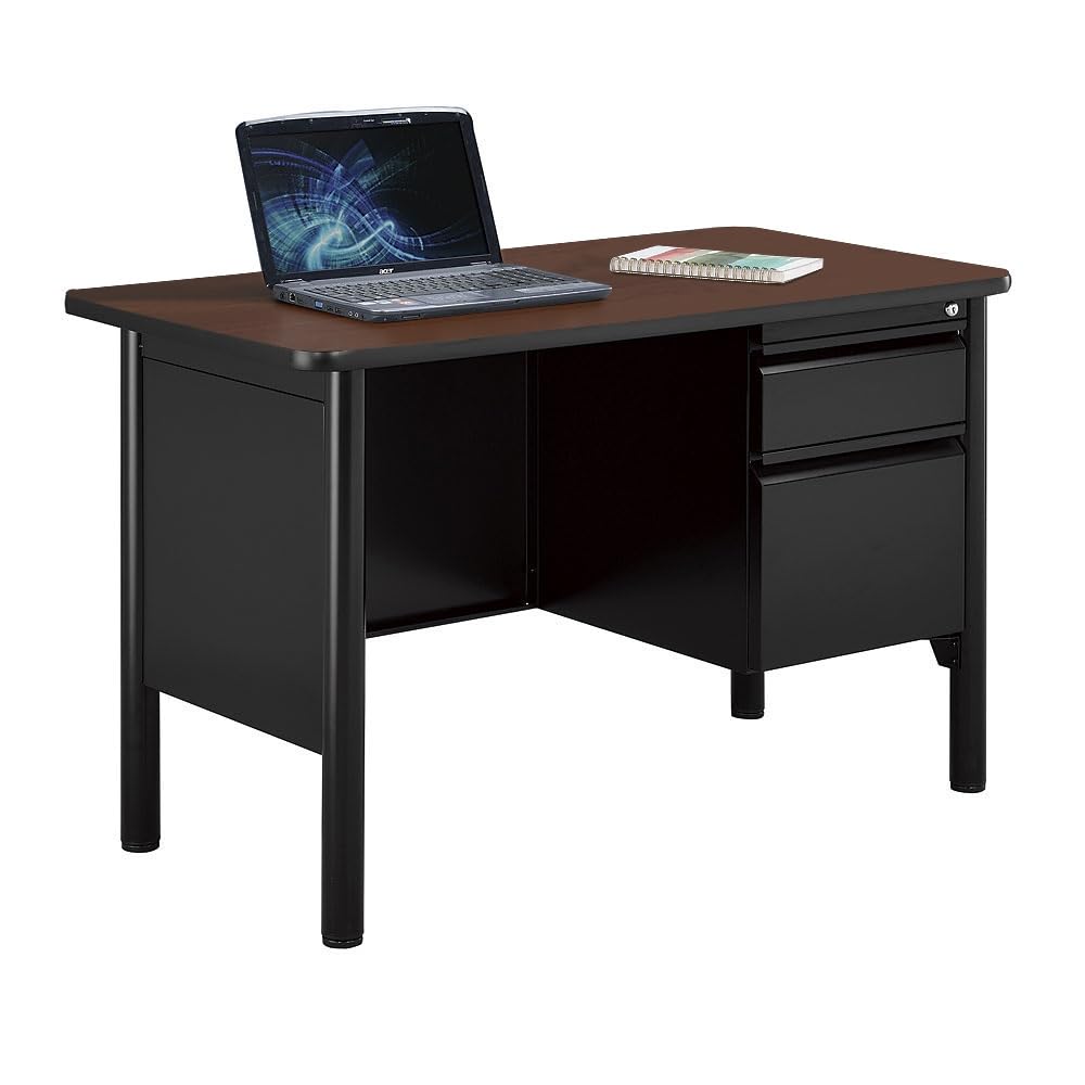 NBF Stahl Executive Office Desk - Durable Walnut Laminate Computer Desk ...