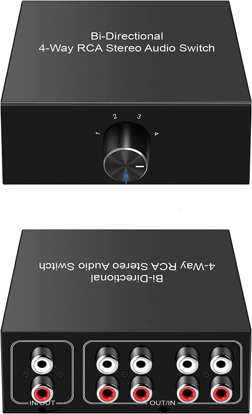 Amazon.com: 4-Port Bi-Directional Audio Switcher, 4-Way Stereo L/R ...