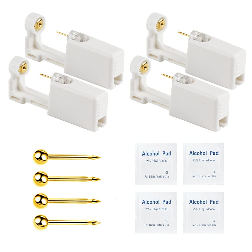 Amazon.com: Self Ear Piercing Gun - 4 Pack Disposable, Gold Ear ...