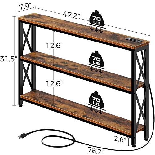 Rolanstar Table console avec prise de courant, table de canapé étroite ...