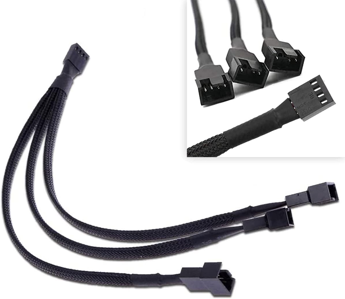 Vip Gadgets PWM Fan Splitter Adapter Cable Sleeved Braided Y Splitter ...