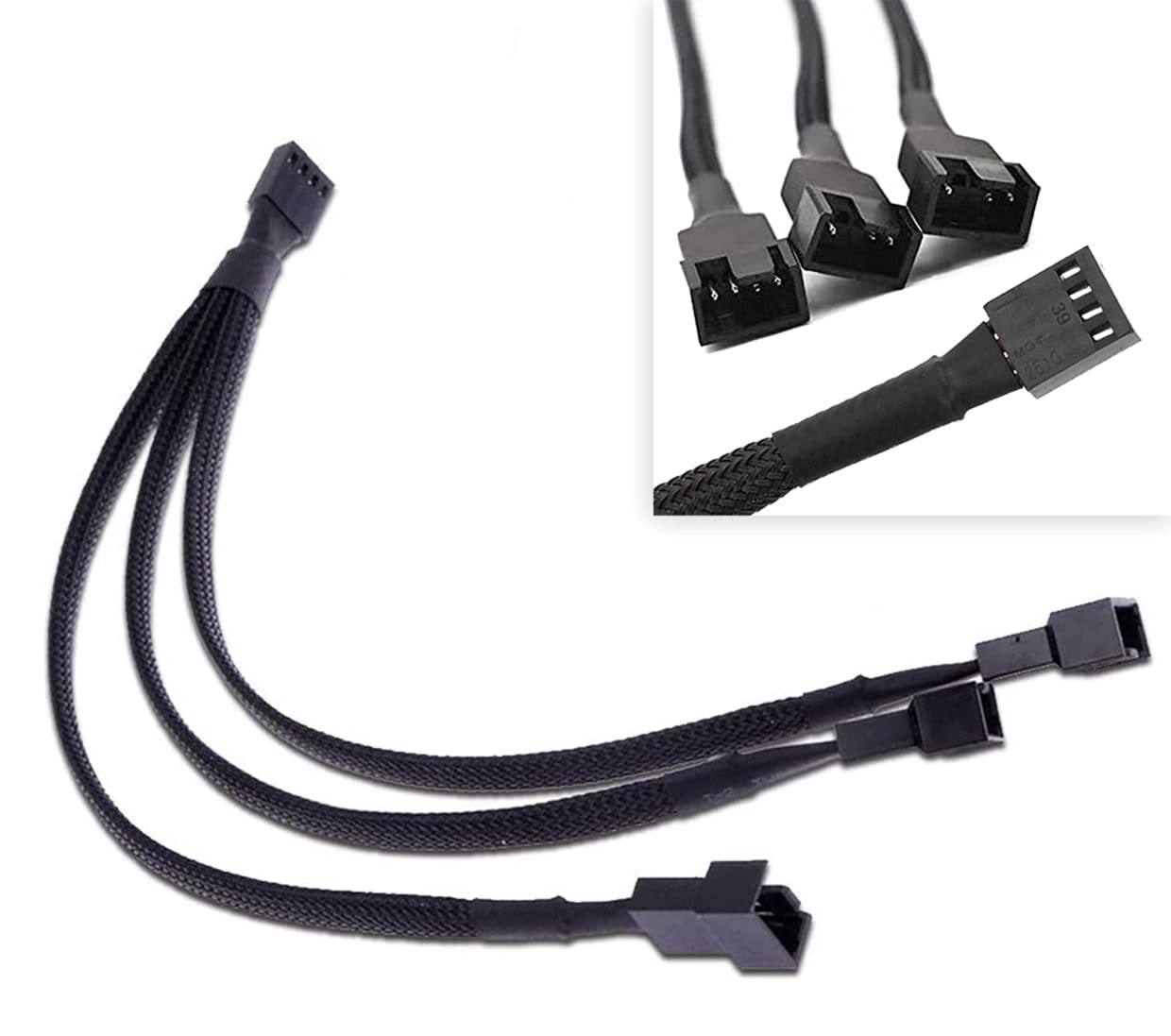 Vip Gadgets PWM Fan Splitter Adapter Cable Sleeved Braided Y Splitter ...