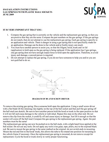 Suspa C16-06874 Gas Spring Shock Strut Prop for Truck Shell Cap Topper ...