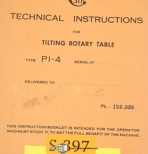 SIP PI-4 and PI-5, Tilting rotary Table, Technical Instructions Manual ...